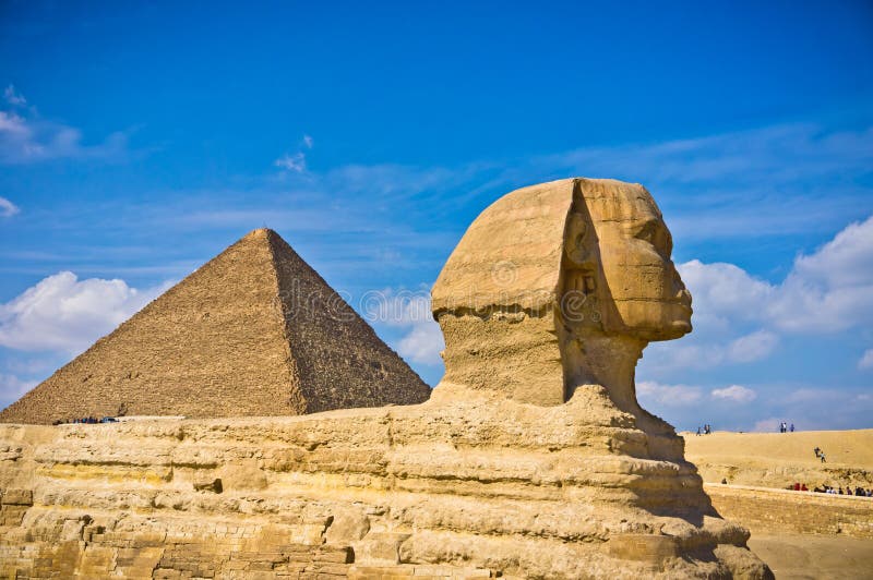 Full Sphinx Profile Pyramid Giza Egypt Stock Photo - Image of wonders ...