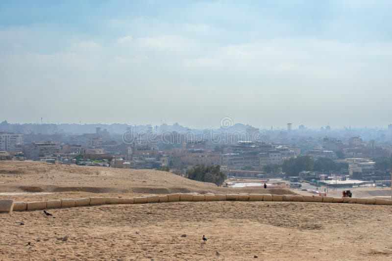 Great Sphinx and Great Pyramid of Cheops, Cairo, Egypt. Ancient Statue ...