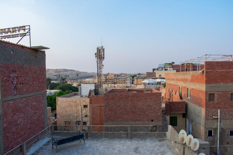 Great Sphinx and Great Pyramid of Cheops, Cairo, Egypt. Ancient Statue ...