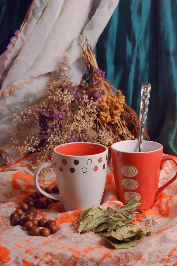 Great still life with cups stock photo. Image of plants - 39219838