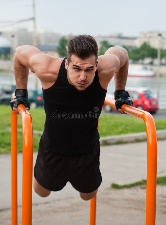 Great street workout. stock photo. Image of biceps, city - 71100048
