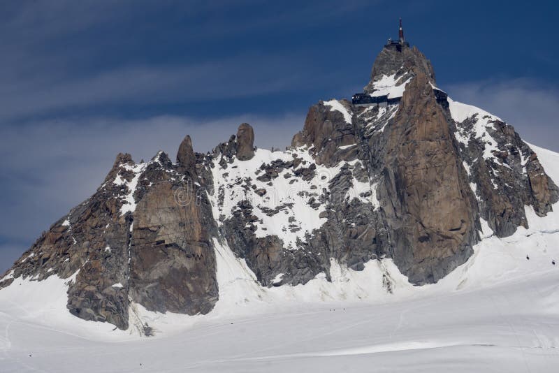 View of Aiguille Du Midi on a Beautiful Sunny Day. French Alps. Stock ...