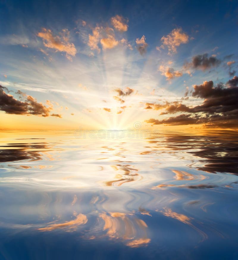 Great sunset above water stock image. Image of cumulus - 7805403