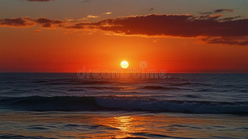 Great Sunset Horizon Over the Ocean Stock Illustration - Illustration ...