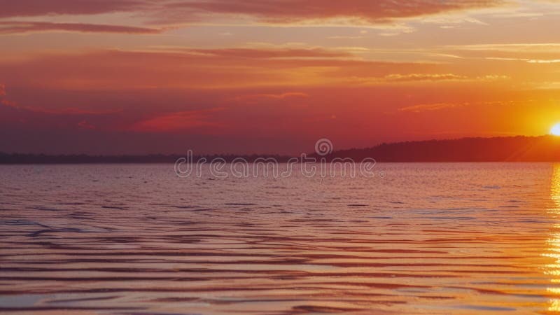 Great Sunset Horizon Over the Ocean Stock Illustration - Illustration ...