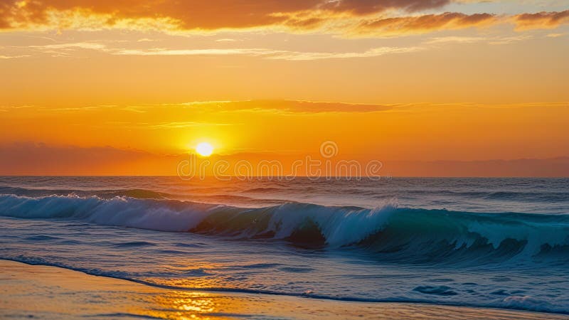 Great Sunset Horizon Over the Ocean Stock Illustration - Illustration ...