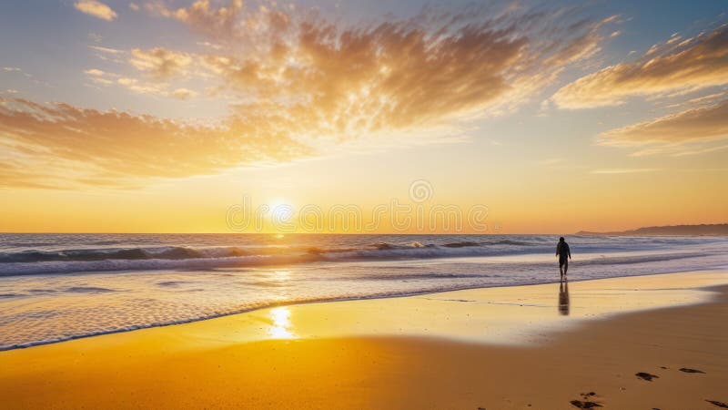 Great Sunset Horizon Over the Ocean Stock Illustration - Illustration ...