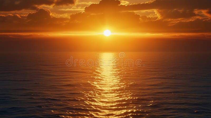 Great Sunset Horizon Over the Ocean Stock Illustration - Illustration ...