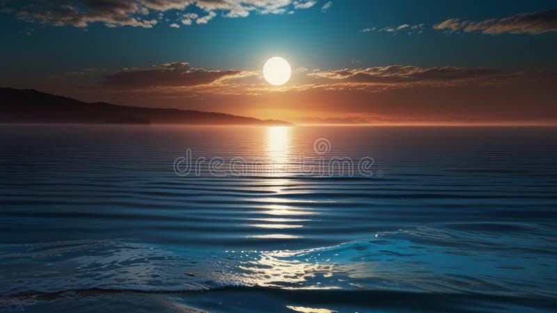 Great Sunset Horizon Over the Ocean Stock Illustration - Illustration ...