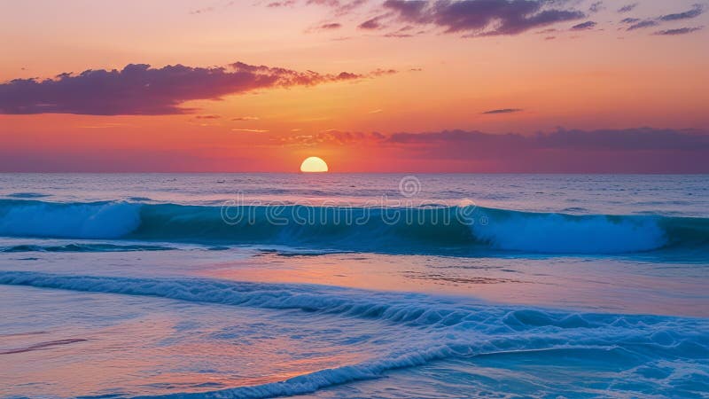 Great Sunset Horizon Over the Ocean Stock Illustration - Illustration ...