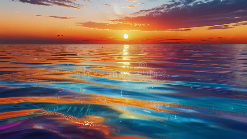 Great Sunset Horizon Over the Ocean Stock Illustration - Illustration ...