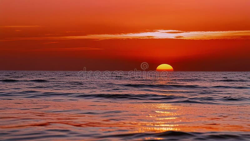 Great Sunset Horizon Over the Ocean Stock Illustration - Illustration ...