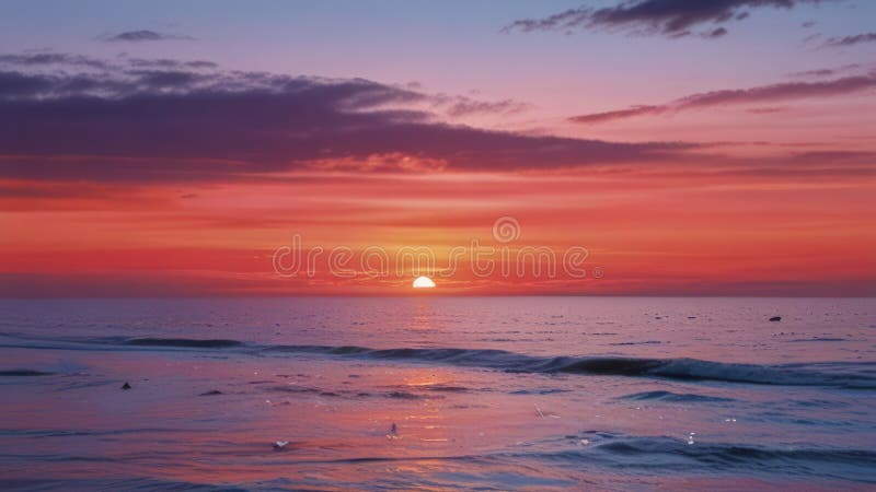 Great Sunset Horizon Over the Ocean Stock Illustration - Illustration ...