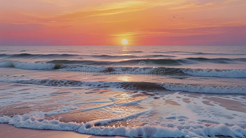 Great Sunset Horizon Over the Ocean Stock Illustration - Illustration ...