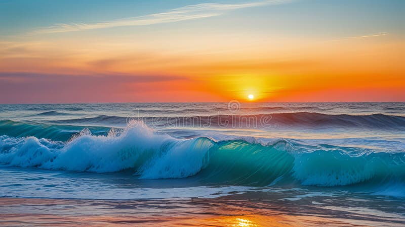 Great Sunset Horizon Over the Ocean Stock Illustration - Illustration ...