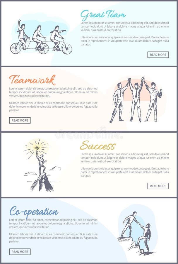 Great Team and Teamwork Set Vector Illustration Stock Vector ...