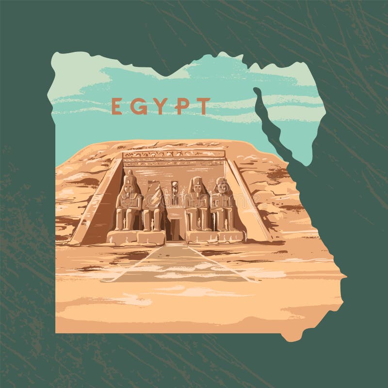 The Great Temple at Abu Simbel, Egypt. Stock Vector - Illustration of ...