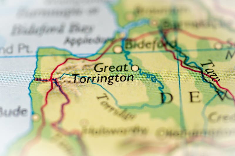 Great Torrington, England Highlighted on a World Map Stock Image ...