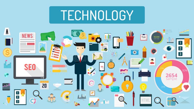 Technology Typography Design Stock Vector - Illustration of digital ...