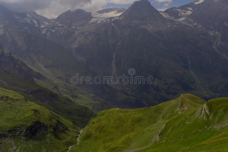Great View of the Alpine Green Mountains. Stock Image - Image of high ...