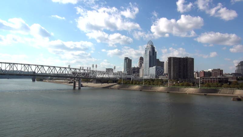 Cincinnati Skyline Aerial View with Ohio River Stock Video - Video of ...