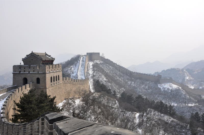 Great Wall of China in Winter Stock Photo - Image of wall, snow: 3580432