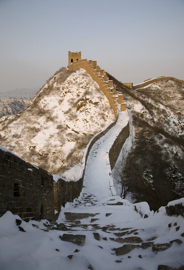 Great Wall of China in Winter Stock Photo - Image of wall, snow: 3580432