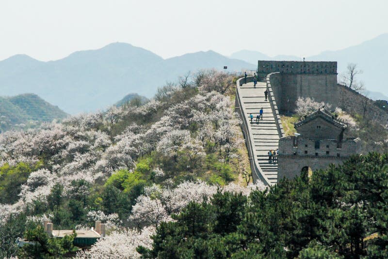 China the Great Wall Distant View Compressed Towers and Wall Segments ...