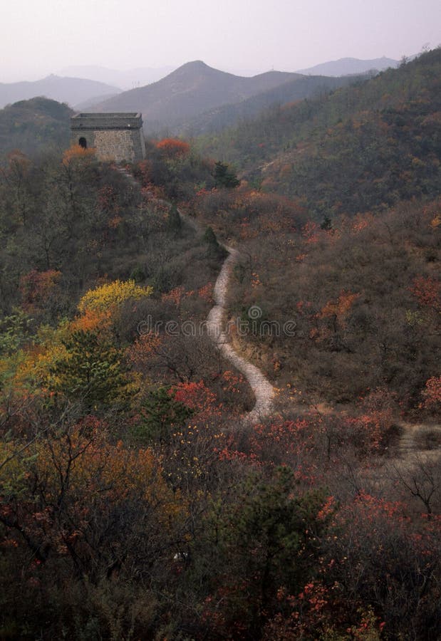 From the Great Wall of China, Fall Colors Stock Photo - Image of trees ...