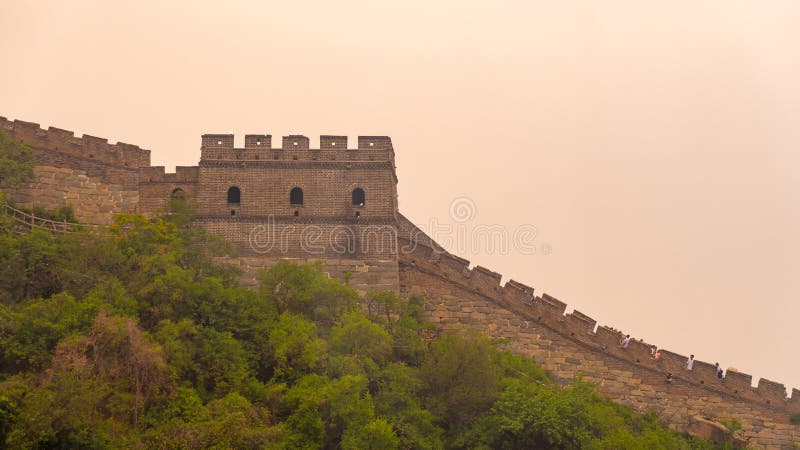 Great Wall of China with a Green Trees in Foreground , Unique View from ...