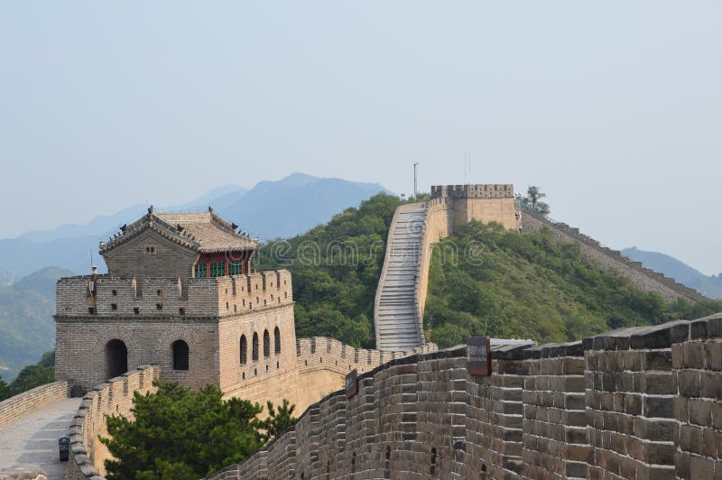 Great Wall of China Guard Tower Stock Image - Image of busy, elegant ...