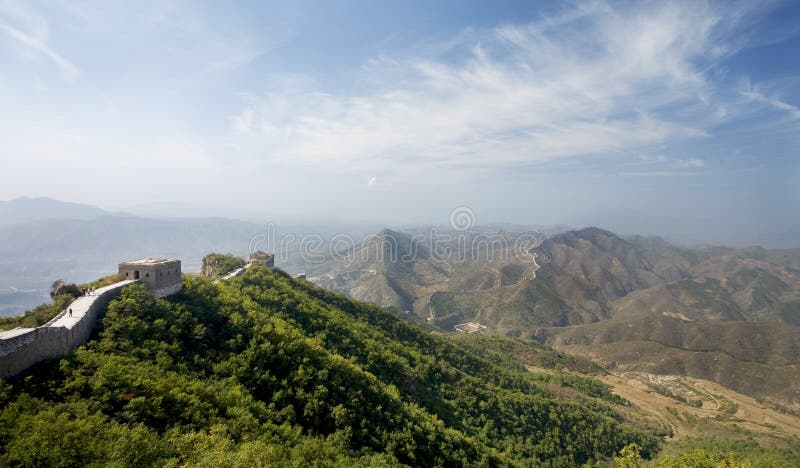 Great Wall of China Landscape View Stock Image - Image of serpentine ...