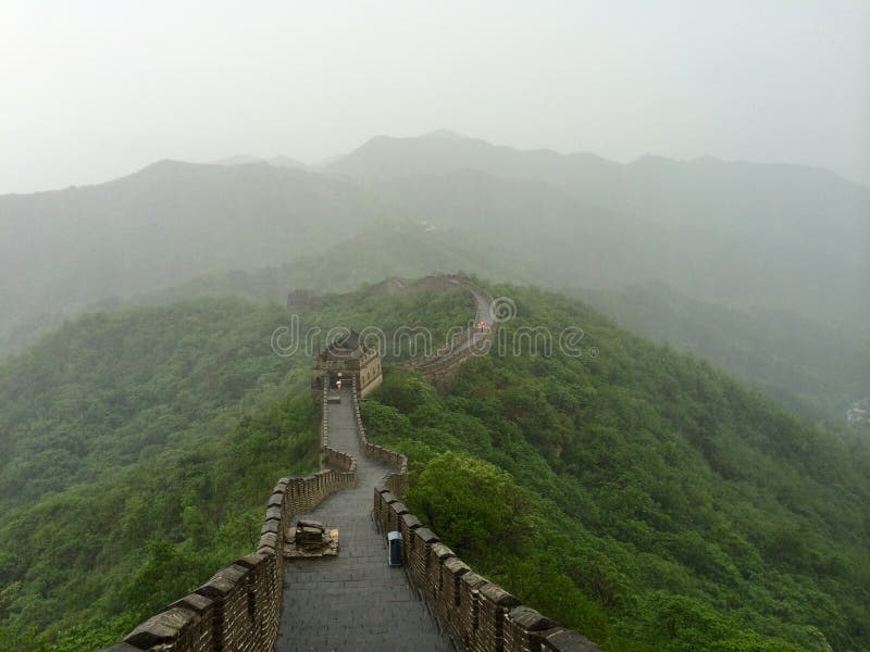 Great Wall China Badaling In Rain Stock Image - Image of grass ...