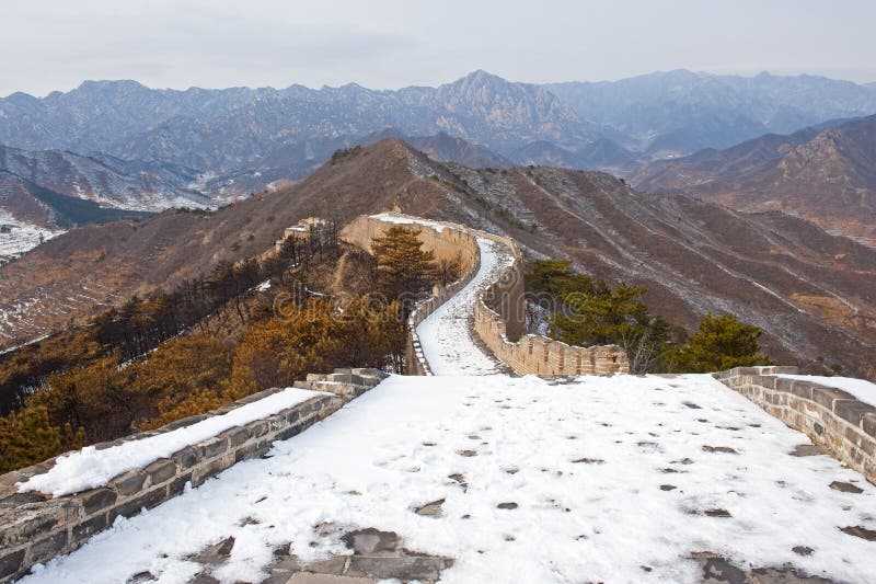 The Great Wall of China in Snow Stock Photo - Image of boundary, asian ...
