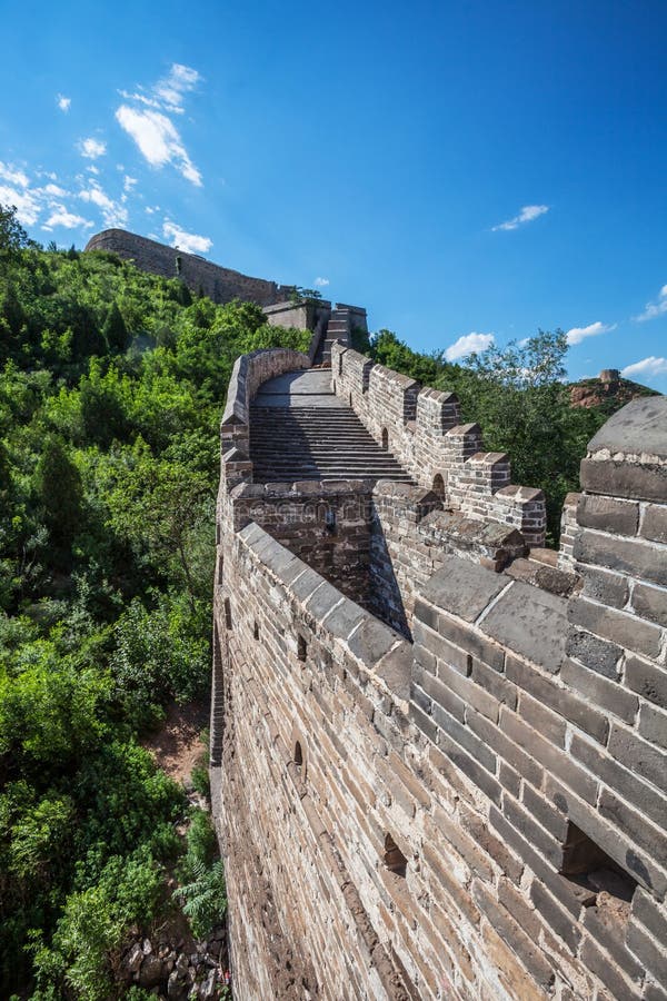 Great Wall of China at Sunny Day Stock Photo - Image of architecture ...