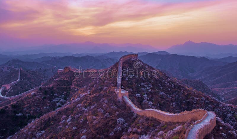 The Majestic Great Wall Sunset Stock Image - Image of dust, defence ...
