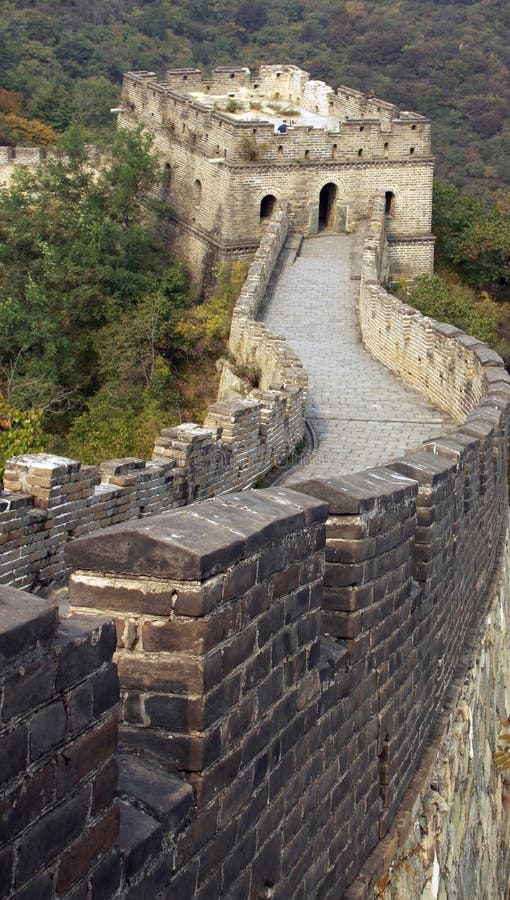 The Great Wall of China with Turret Stock Image - Image of bricks ...