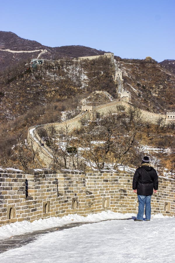 Great Wall of China in the Winter Stock Image - Image of historic ...