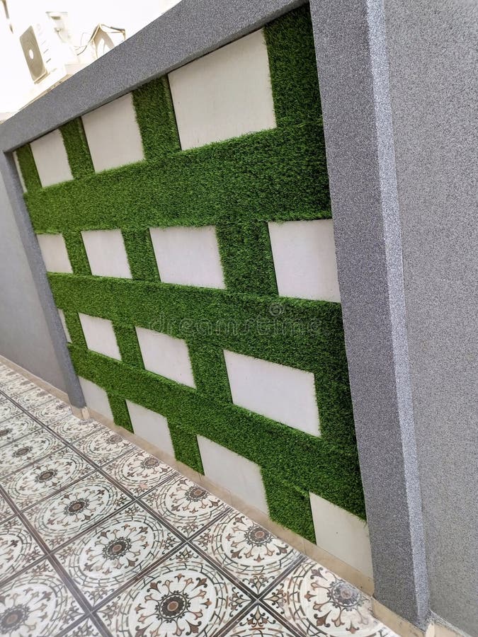 Great Wall Decorated with Grass and Tile Stock Image - Image of ...
