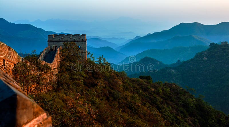 Great Wall at Sunset stock image. Image of people, ancient - 39430305