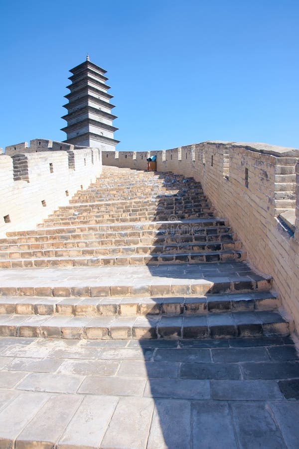 Great wall and turret stock image. Image of step, brick - 46162001