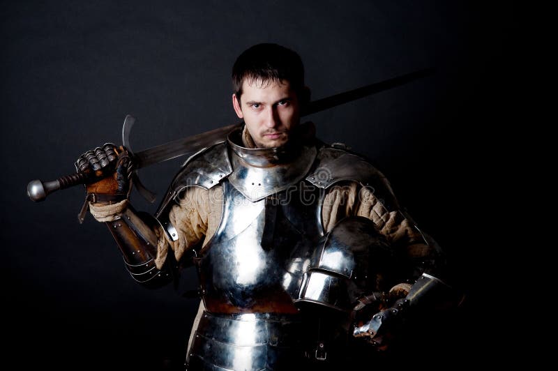 Great Warrior with Sword and Heavy Armour Stock Photo - Image of ...