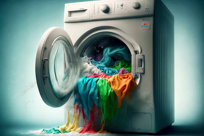 Great Washing of Dirty Clothes in Machine Washing Stock Illustration ...