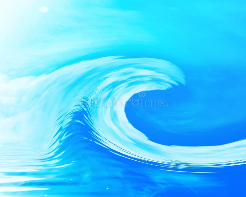 Great wave tsunami stock illustration. Illustration of blue - 6523610