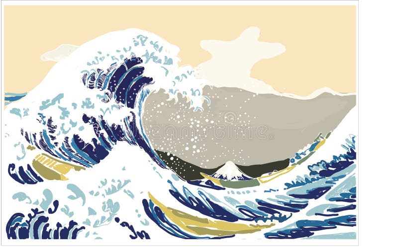 `the Great Wave in Kanagawa`, Also Known As the Great Wave. Black and ...