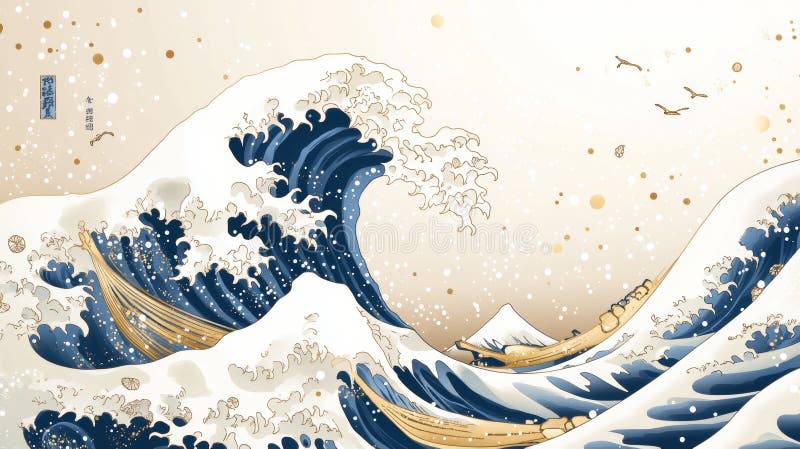 The Great Wave Off Kanagawa Vintage Design in a Seamless Repeating Pattern Tile. Stock Photo ...