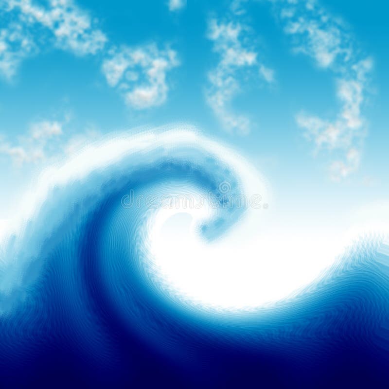 Great wave tsunami stock illustration. Illustration of blue - 6523610