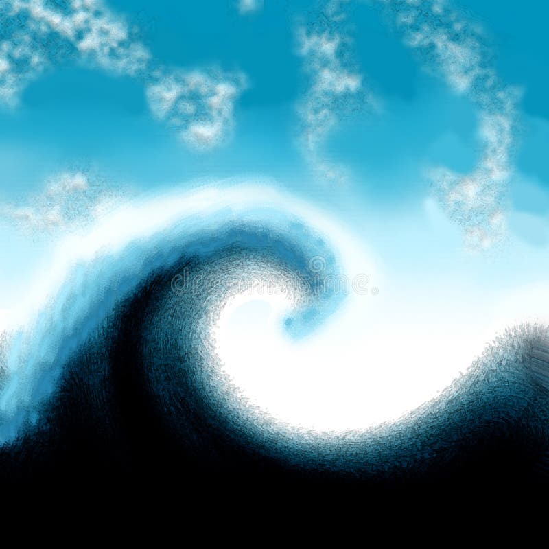 Great wave tsunami stock illustration. Illustration of blue - 6523610