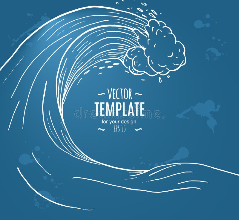 Great Wave in a Vintage Retro Hand Drawn Style Stock Vector ...