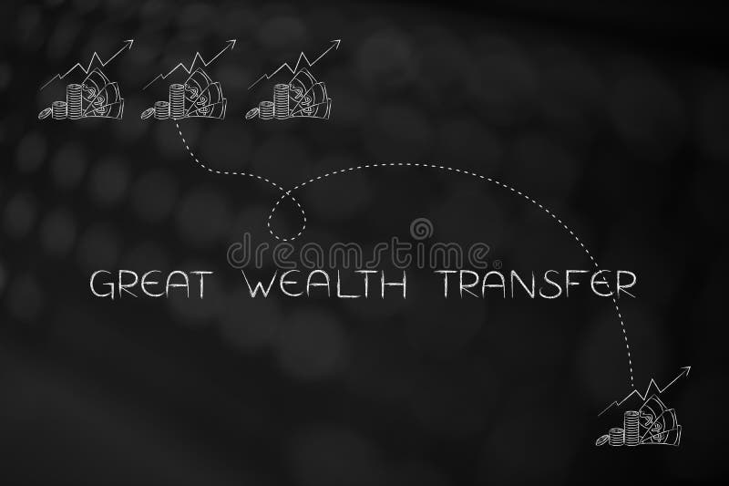 Great Wealth Transfer Concept, Text with Icons Representing Plenty of ...